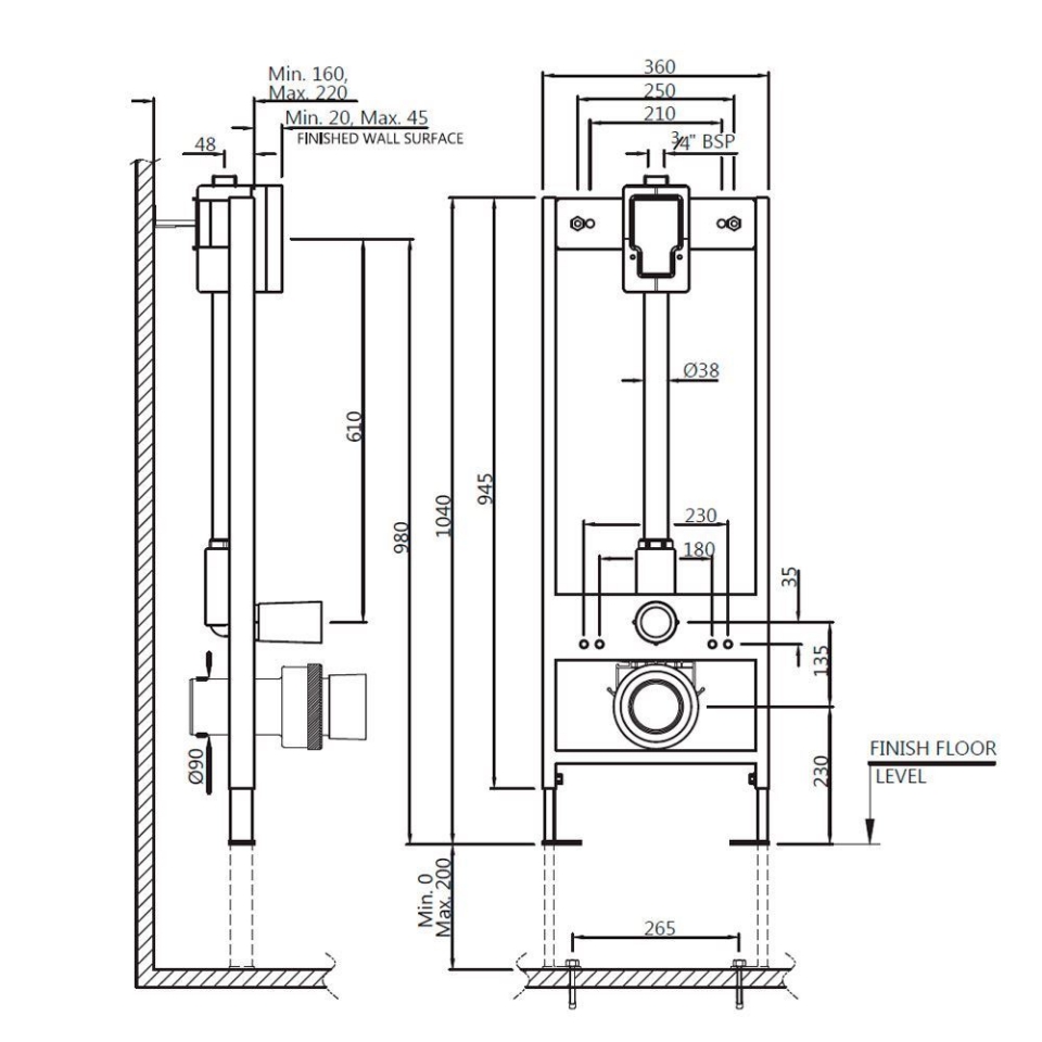 I-Flush In-wall Body | 20mm P-Type, Floor Mount in Kuwait | Jaquar